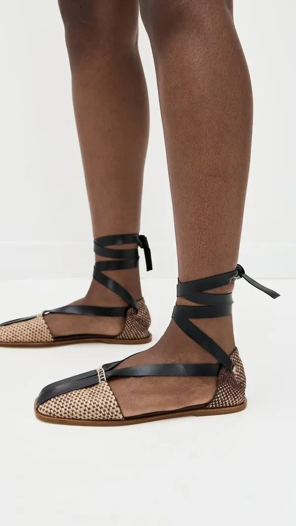 【HEREU】ALGODA Flat Ankle Lace Sandal Buy Hereu Algoda Sandals - Dark Brown/black At 40% Off